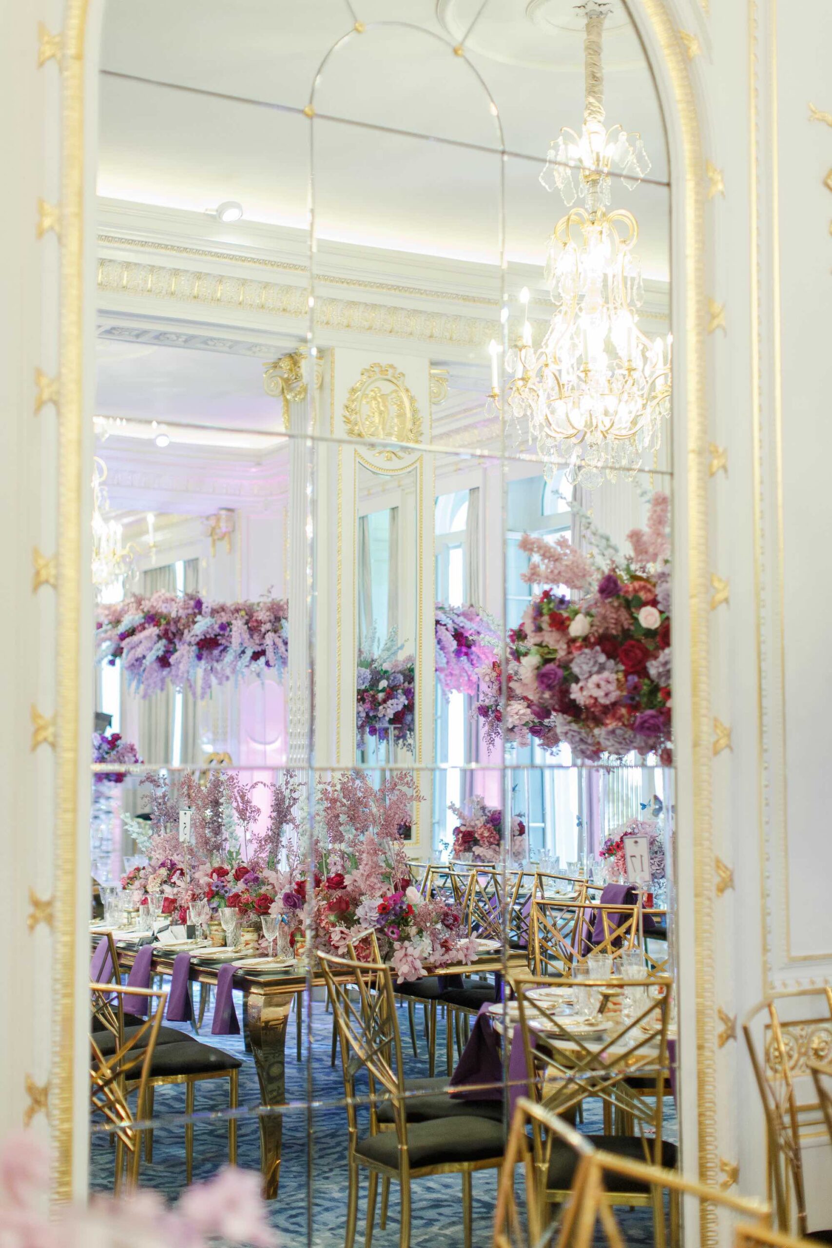 Mandarin Oriental Central London Wedding Vibrant Purple Decor