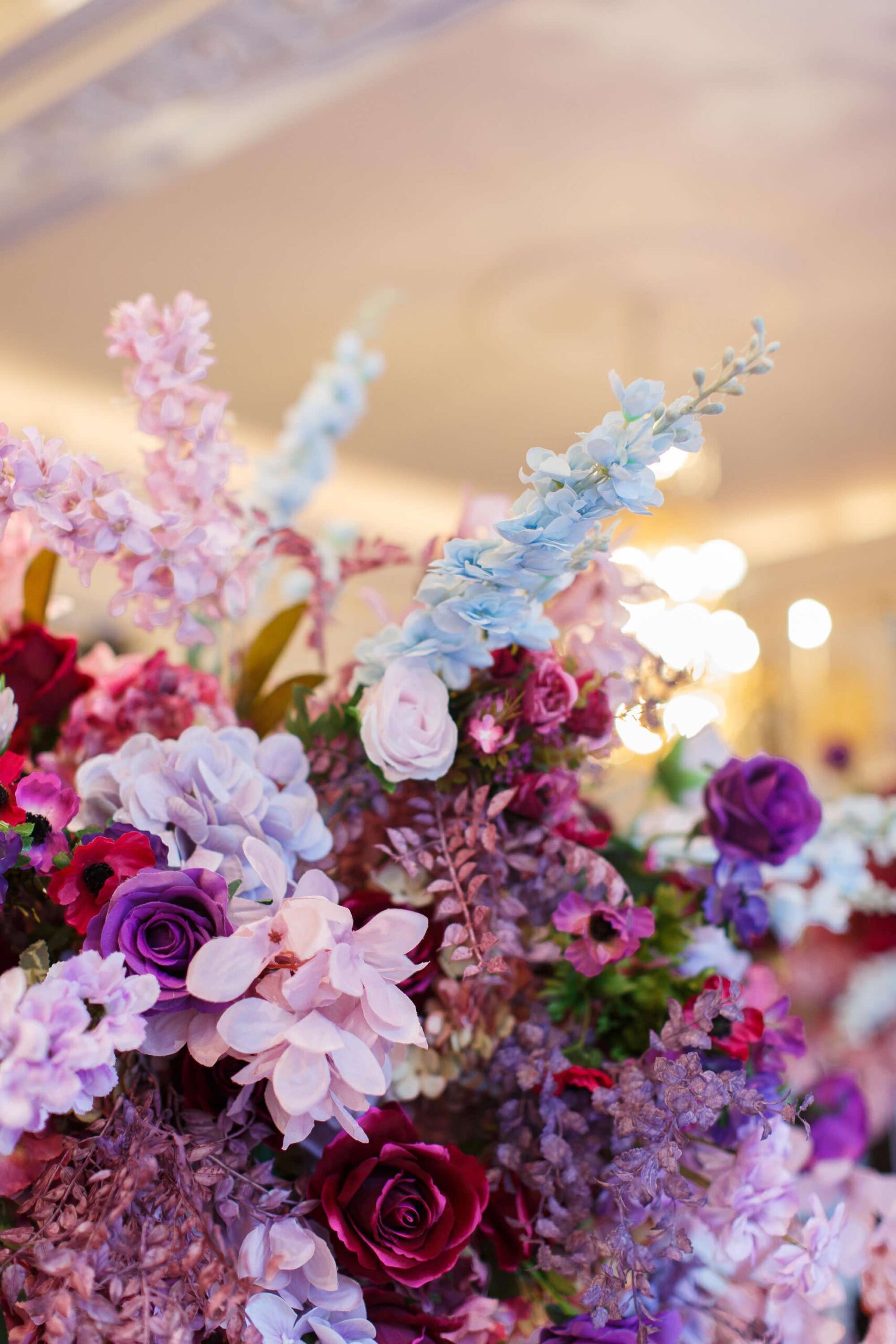 Mandarin Oriental Central London Wedding Vibrant Purple Decor